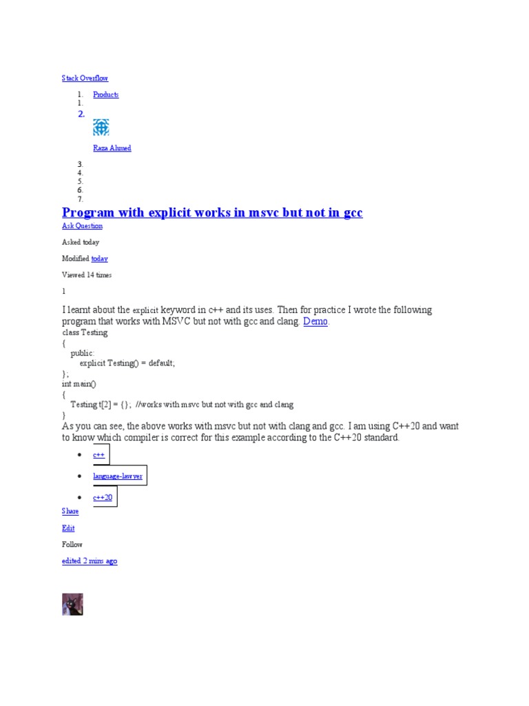 Program With Explicit Works In Msvc But Not In Gcc Stack Overflow Products Pdf Cookie 0428