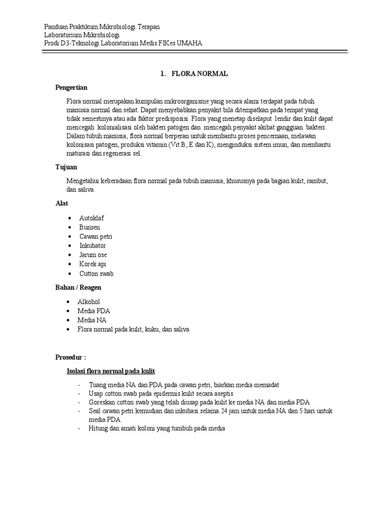 Panduan Praktikum Mikroter (Flora Normal) | PDF