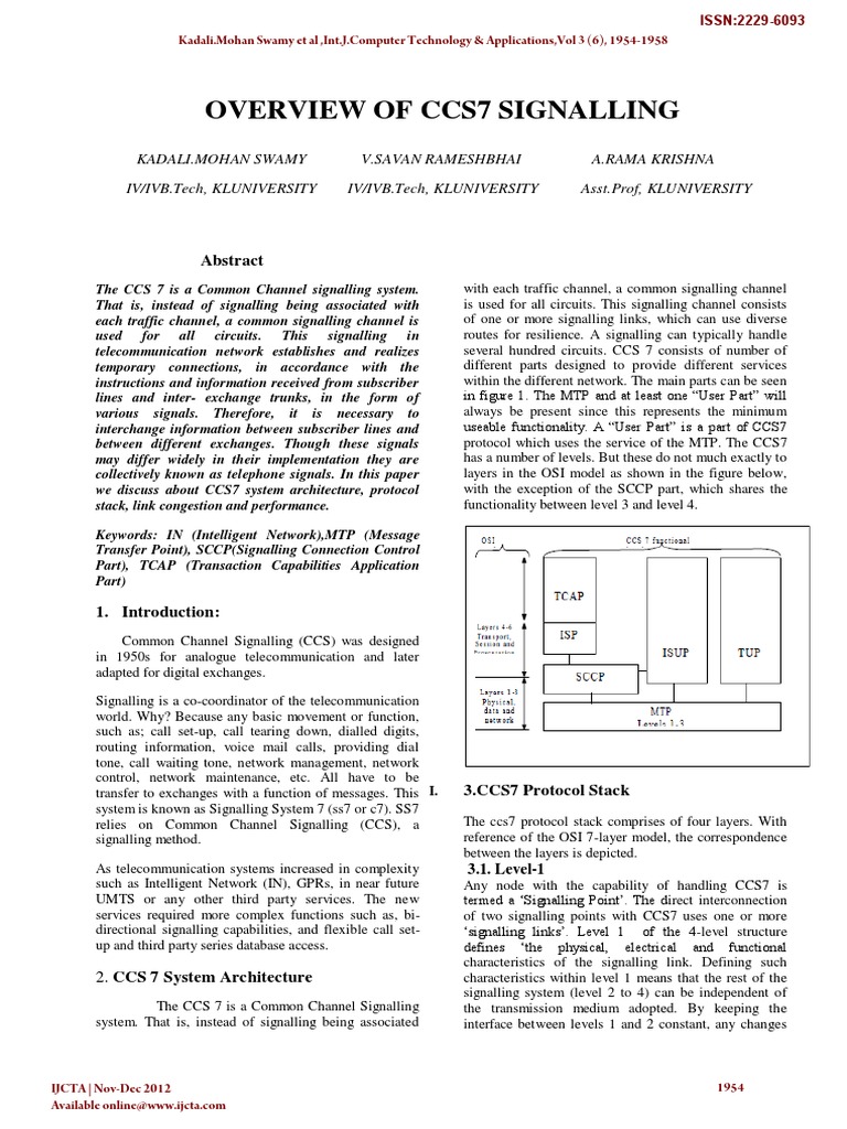 Overview of CCS7 Signalling | PDF | Computer Network | Communication