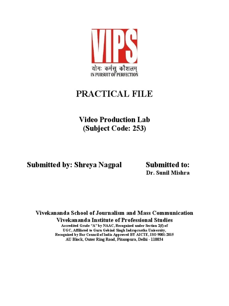 Bvcls Practical File | PDF | Cinematography | Camera
