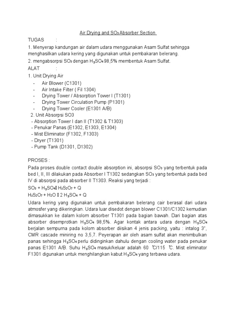 Air Drying and SO3 Absorber Section | PDF