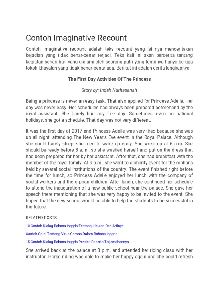 Recount Text Imagenative 1 | PDF