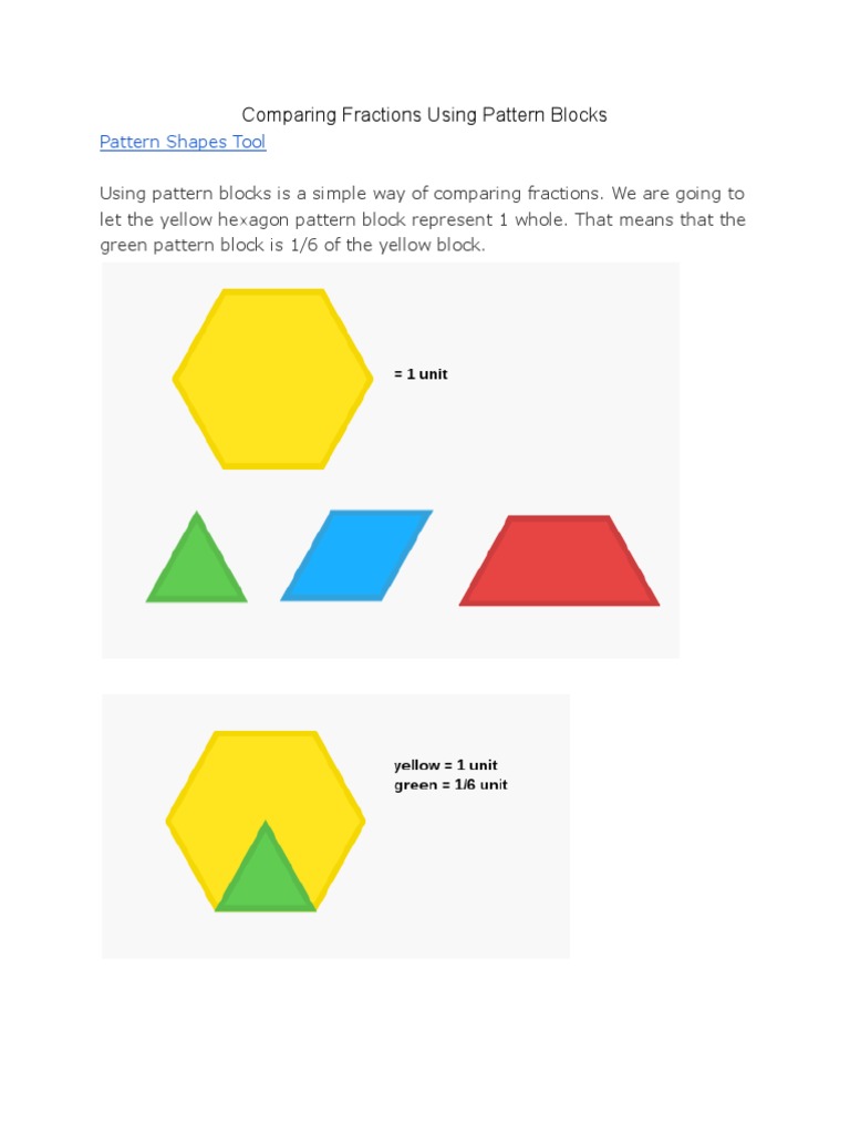Comparing Fractions with Pattern Blocks | PDF | Language Arts ...