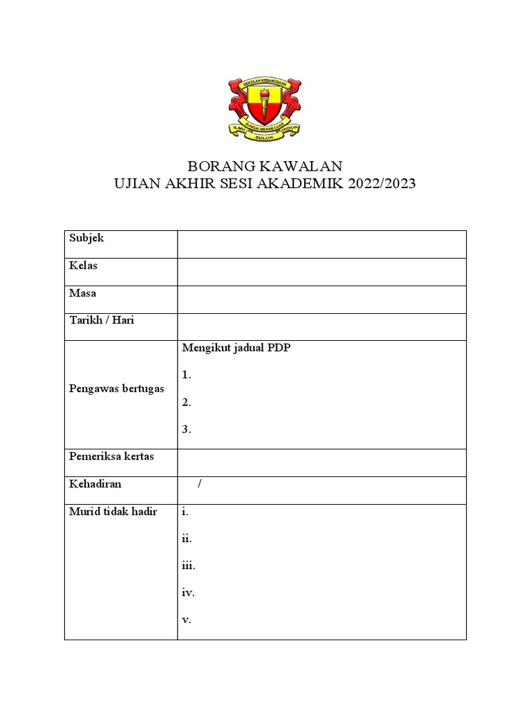 Borang Kawalan Uasa | PDF