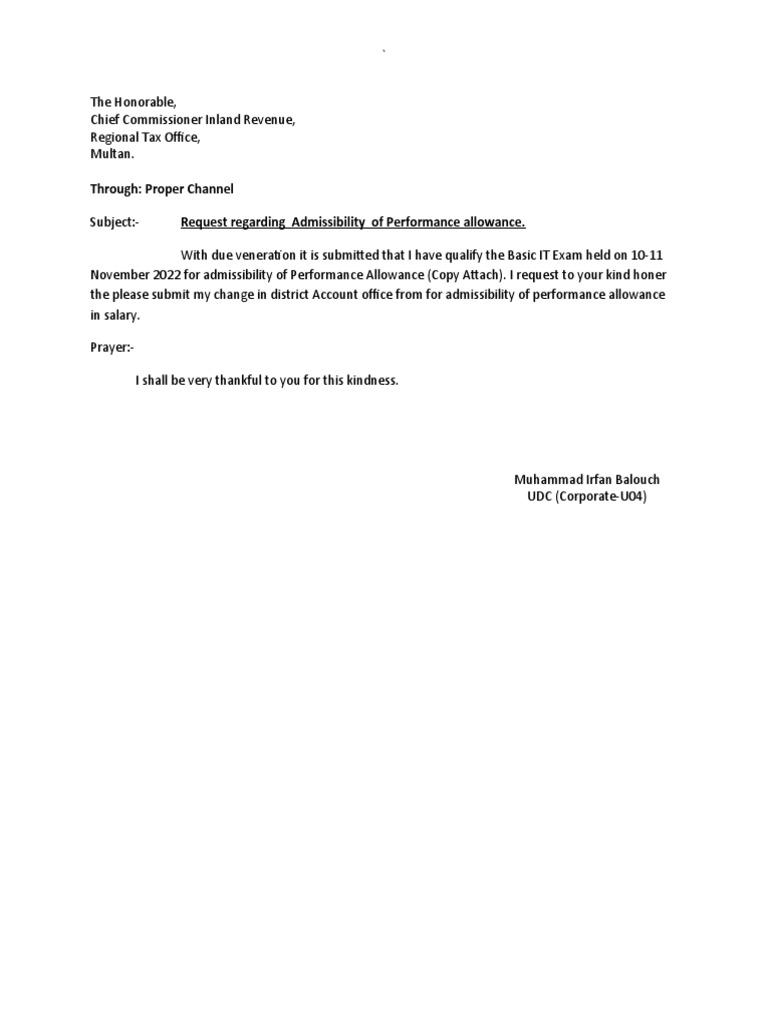 Request for Performance Allowance | PDF