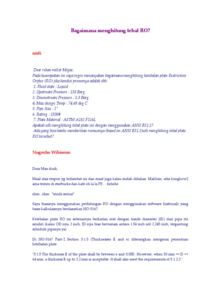 (Instr) Bagaimana Menghitung Tebal RO | PDF