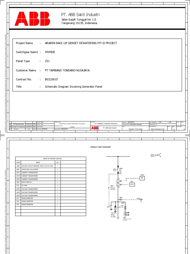 Schematic Diagram Incoming Generator Panel for ArAren Back-Up Genset ...