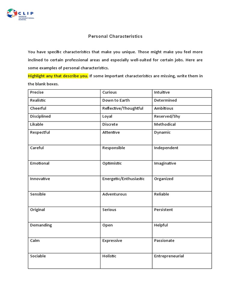 Personal Characteristics | PDF