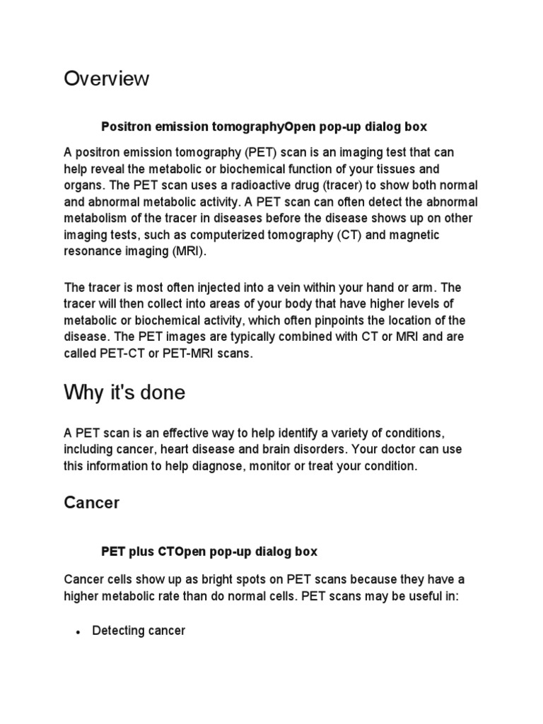 Understanding PET Scan Functions | PDF