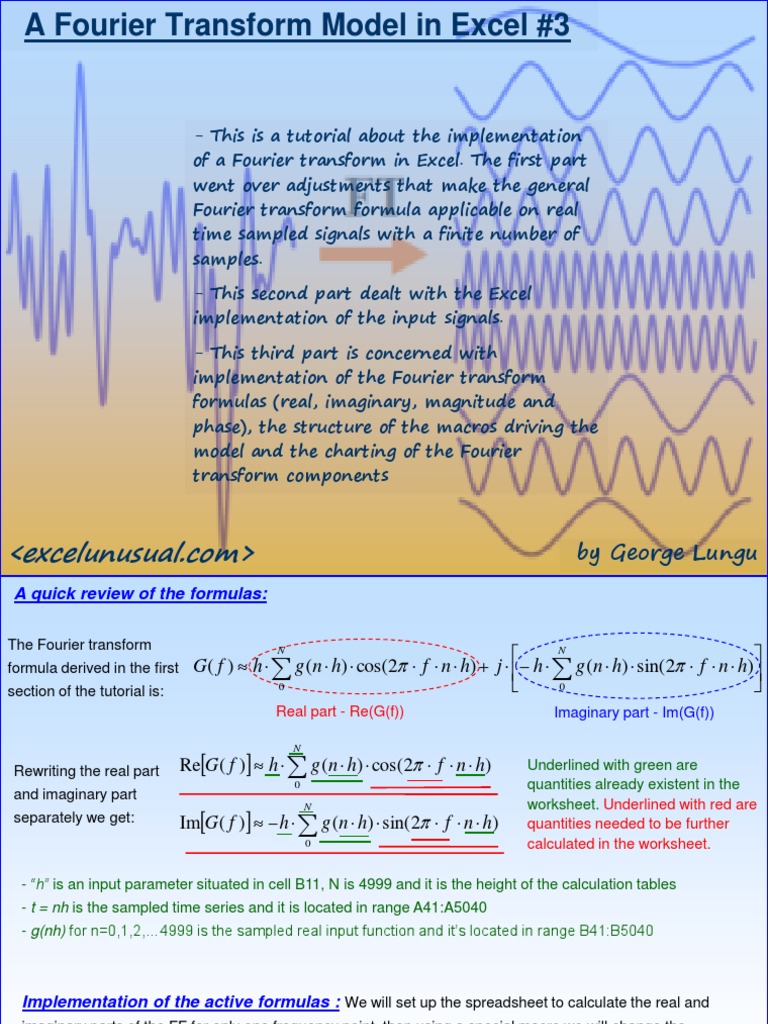 Excel Fourier Transform Guide | PDF | Fourier Transform | Complex Number