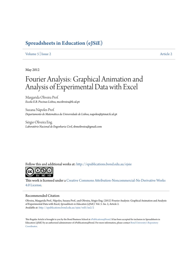 Fourier Analysis With Excel | PDF | Fourier Transform | Trigonometric ...