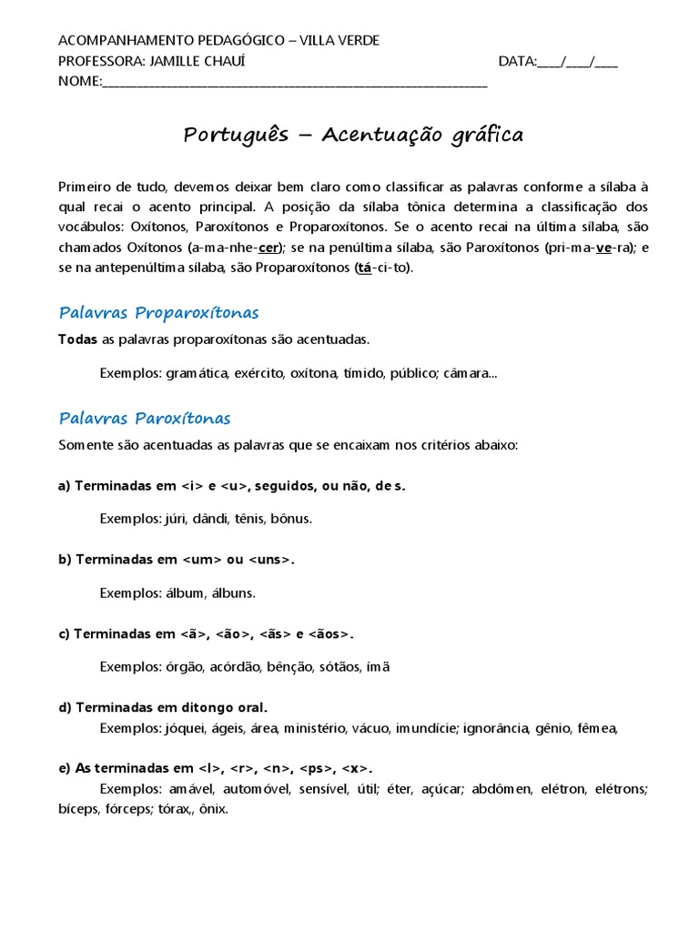 Resumo Acentuação Gráfica e Uso Dos Porques | PDF | Sílaba | Estresse ...