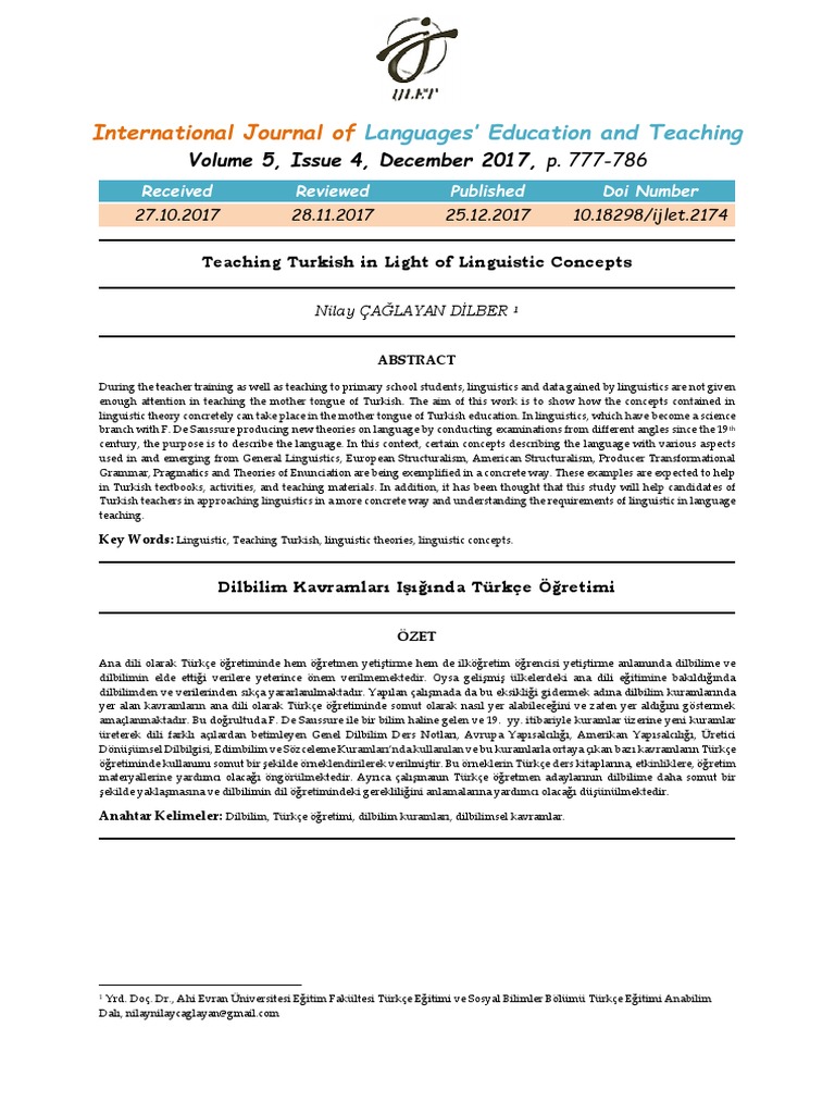 Dilbilim Kavramlari Isiginda Turkce Ogretimi | PDF