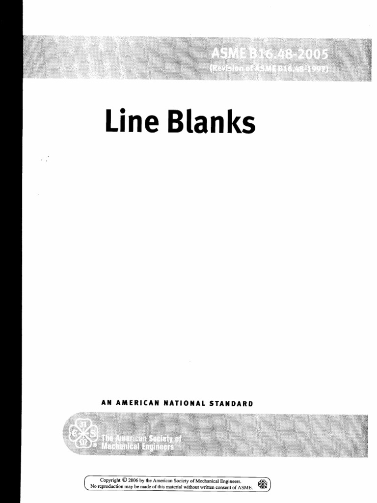 ASME B16 - 48 - 2005 Line Blanks | PDF
