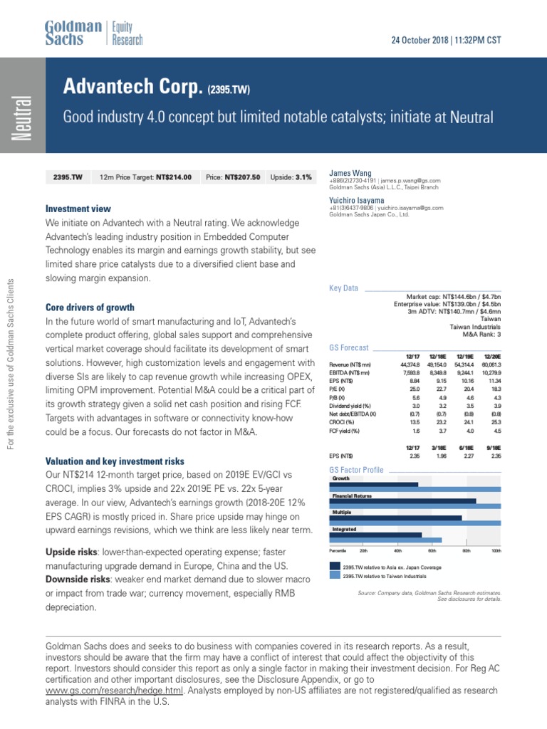Advantech Corp. (2395.TW) - Good Industry 4.0 Concept But Limited ...