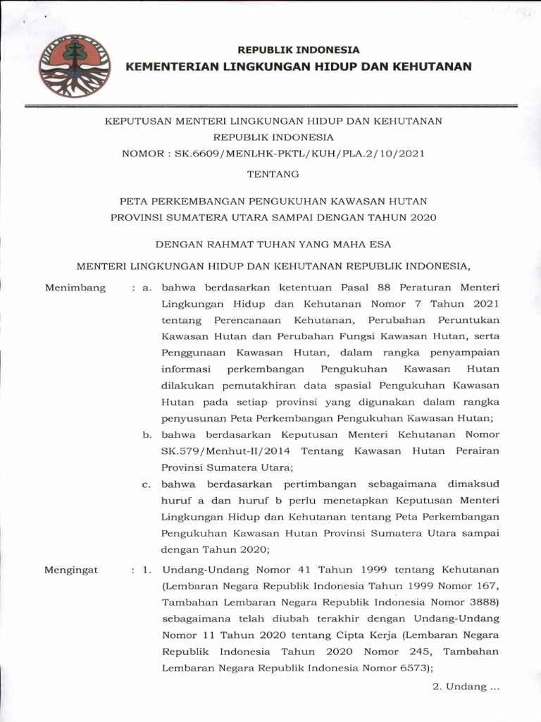 SK 6609 Bangkuh Provinsi Sumatera Utara | PDF