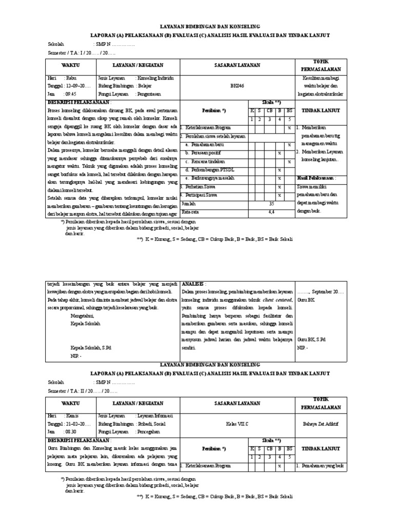 Analisis Laporan Layanan BK | PDF