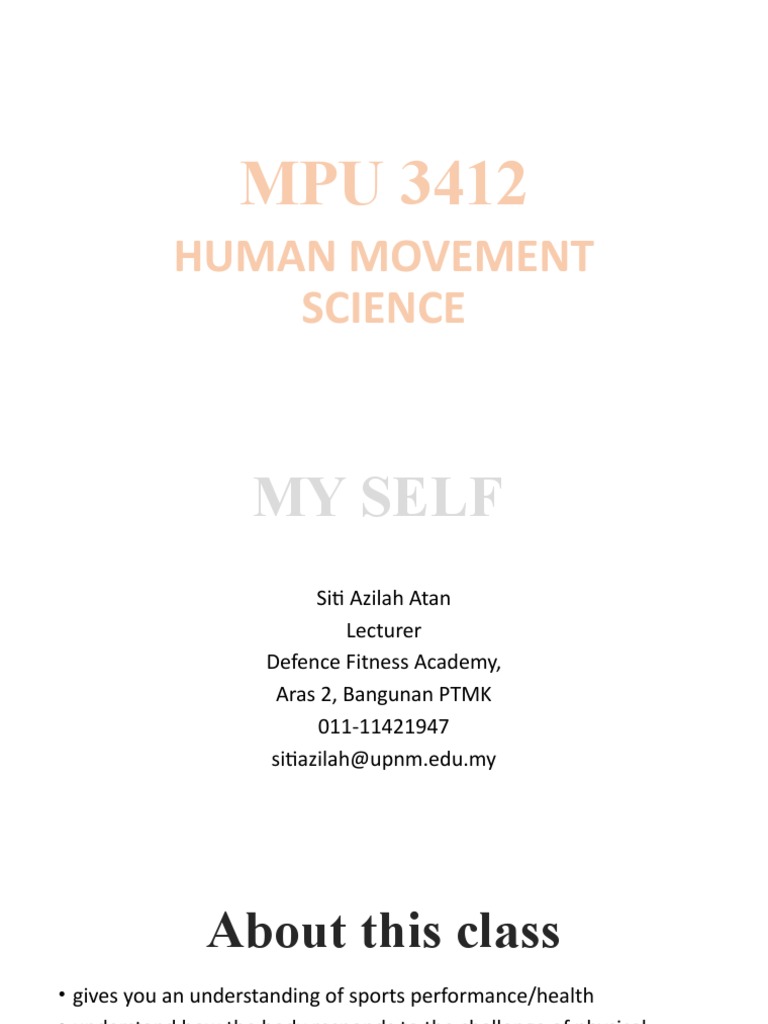 Human Movement Science - WEEK 1 2021 | PDF