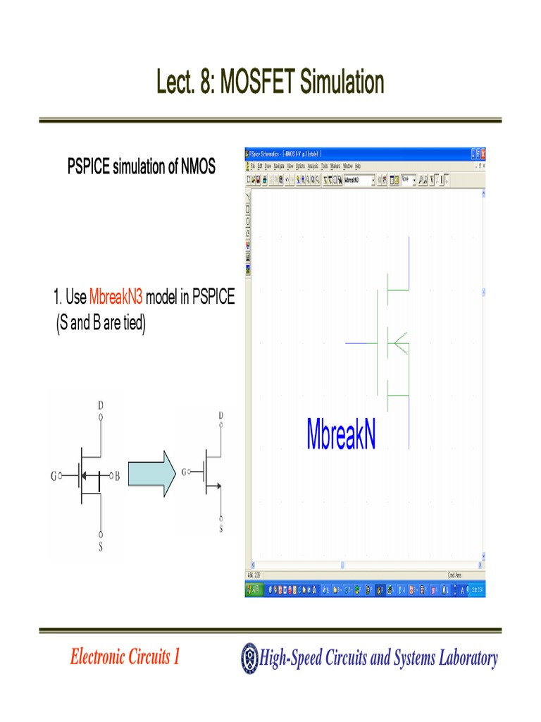 PSPICE Simulation of NMOS and PMOS I-V Characteristics | PDF | Mosfet | Electronic Circuits