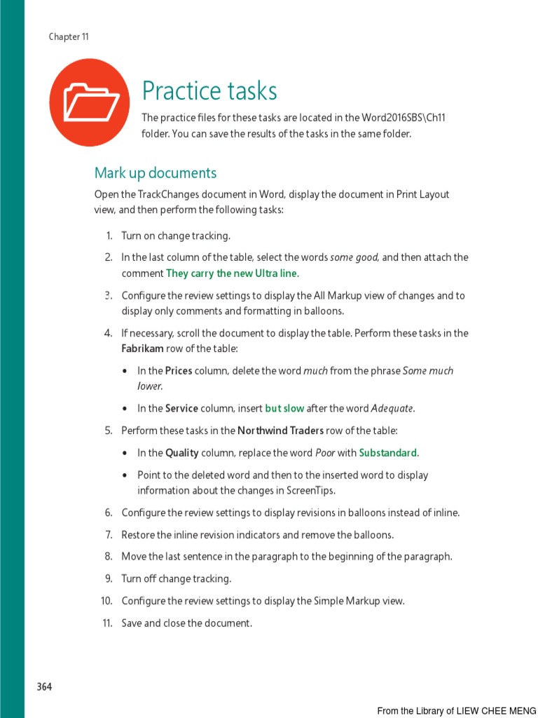 MICROSOFT WORD 2016 Chapter 11-Practice Task | PDF | Password | Markup Language