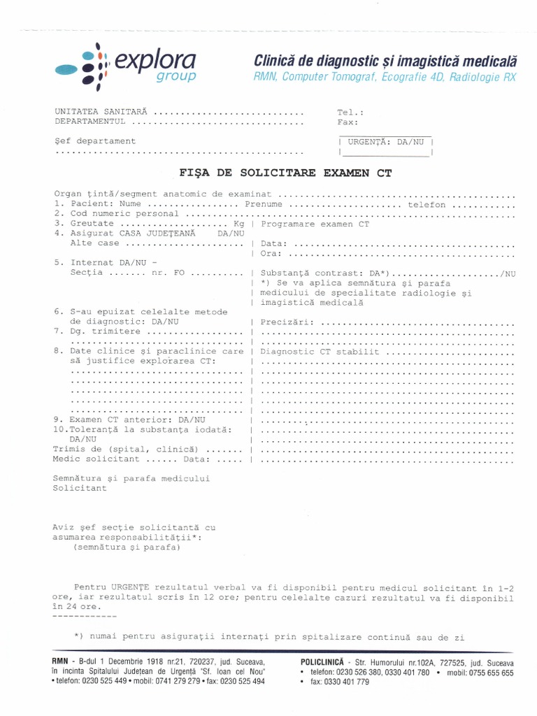Fisa Solicitare Examen CT | PDF