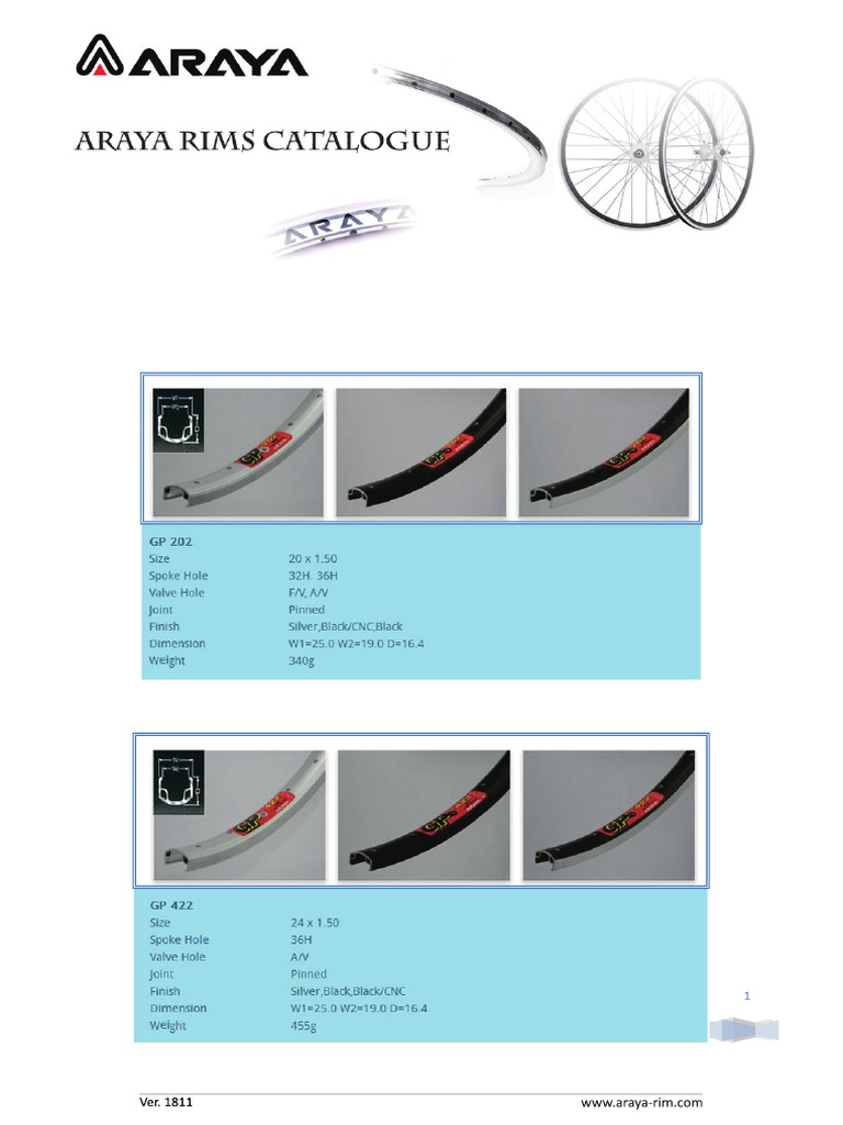 Araya Rims Catalogue V1811 | PDF