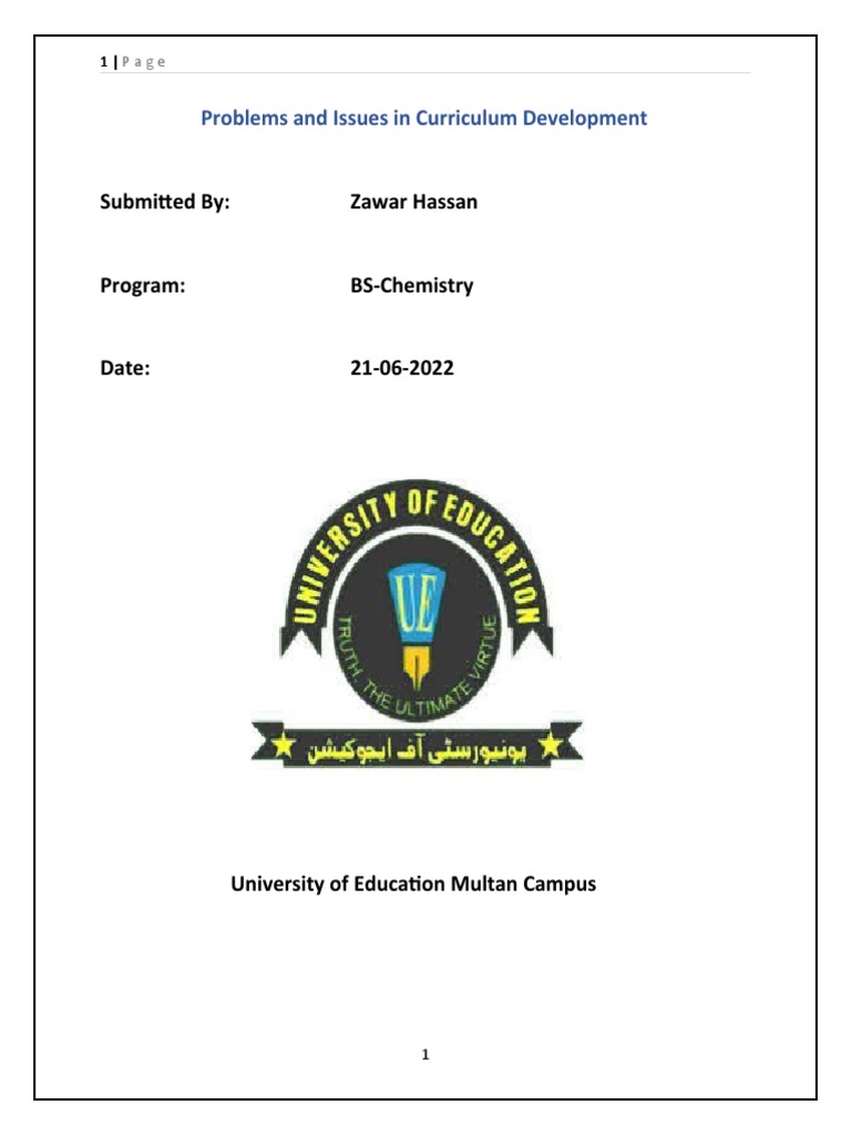 Problems and Potential Solutions in Curriculum Development: A Focus on ...