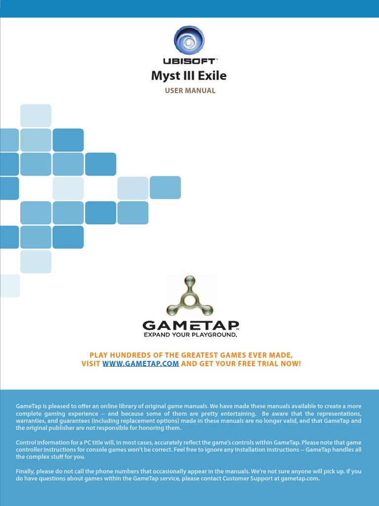 Manual Myst III Exile | PDF | Cursor (User Interface) | Menu (Computing)