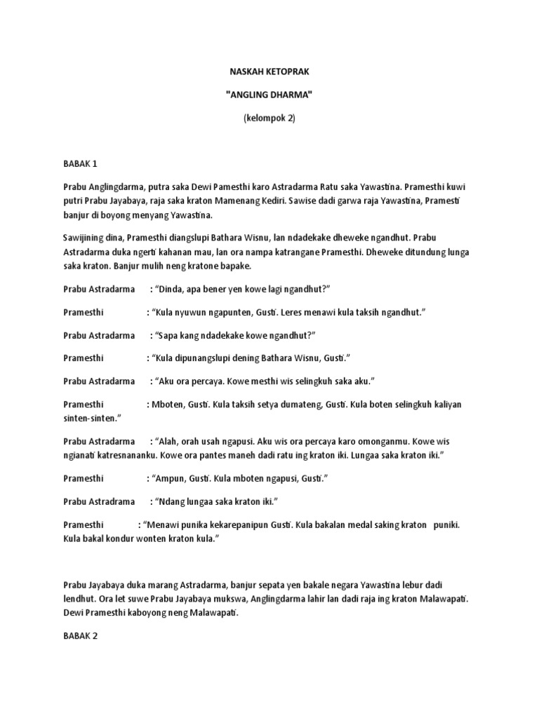 Naskah Ketoprak-Angling DRM | PDF
