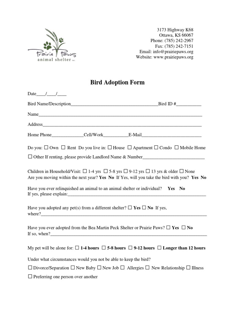Adopting a Feathered Friend: A Bird Adoption Application for Prairie ...