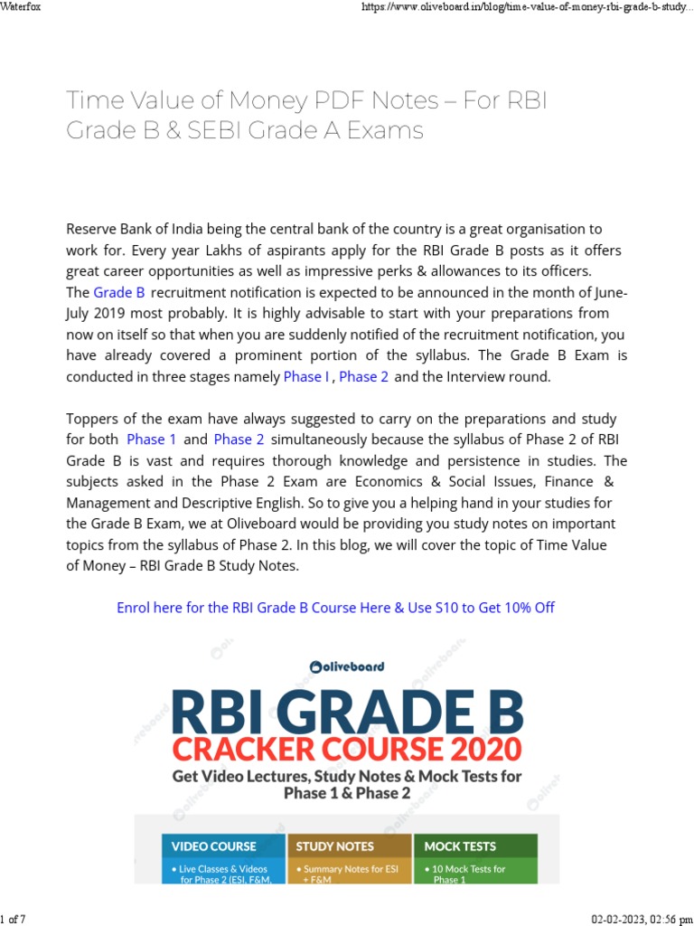 Time Value of Money PDF Notes - Download Here | PDF | Present Value ...