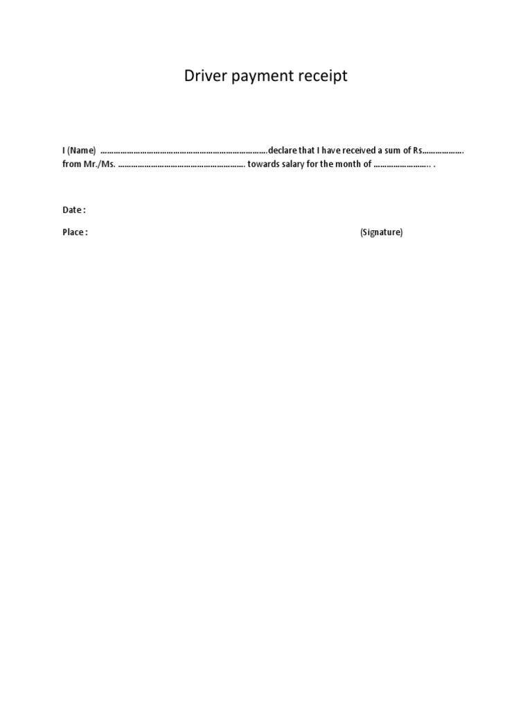 Driver Payment Receipt | PDF
