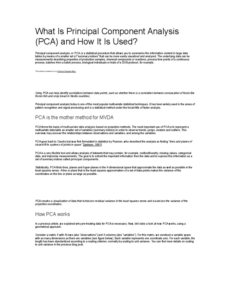 Principal Component Analysis | PDF | Principal Component Analysis | Statistics