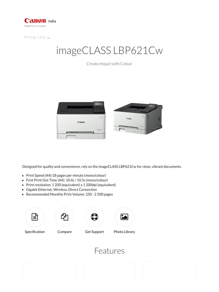 Laser - ImageCLASS LBP621Cw - Canon India | PDF | Printer (Computing) | Computing
