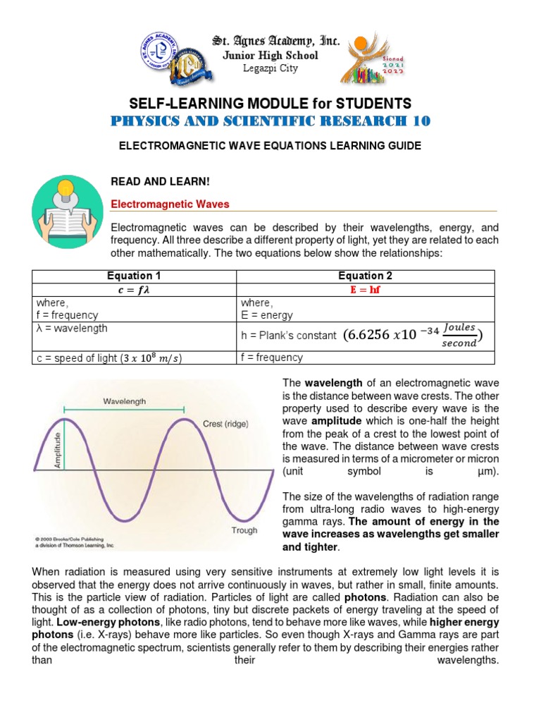 Electromagnetic Wave Equations Learning Guide | PDF | Electromagnetic Radiation | Waves