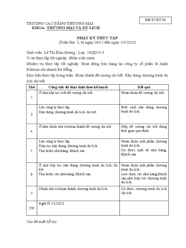 Nhat Ky Thuc Tap | PDF