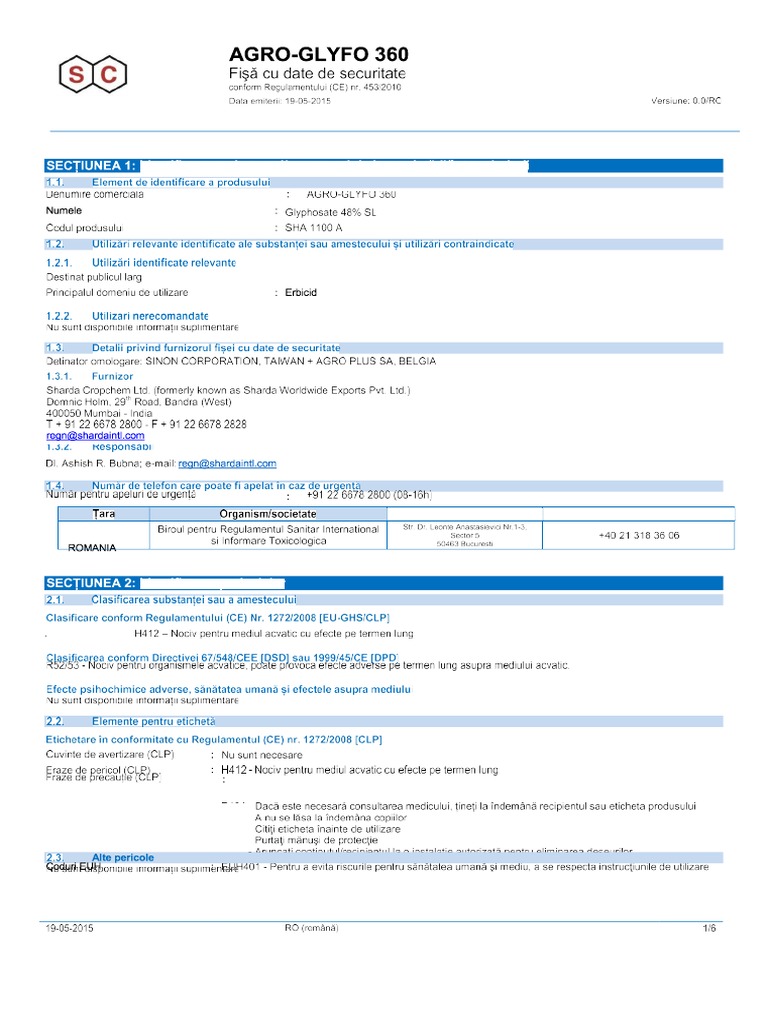 1785 0 MSDS Agro Glyfo 360 | PDF