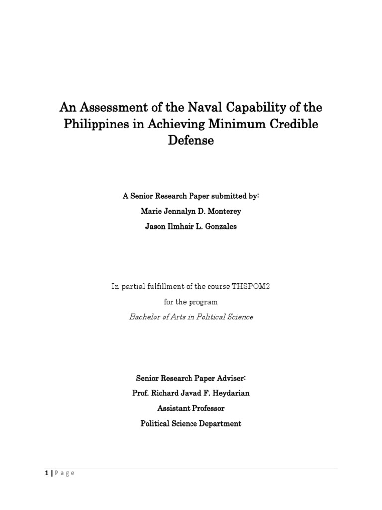 An Assessment of The Naval Capability of The Philippines in Achieving ...