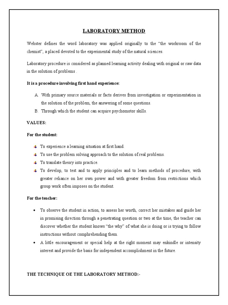 Laboratory Method - 2 B | PDF | Teachers | Experiment
