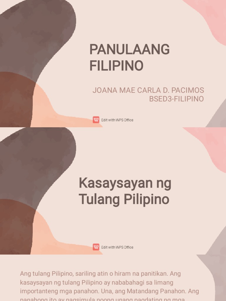 Panulaang Filipino-Kasaysayan NG Tulang Pilipino | PDF
