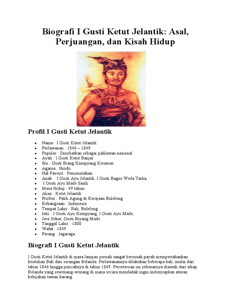 Biografi I Gusti Ketut Jelantik | PDF | Perjalanan