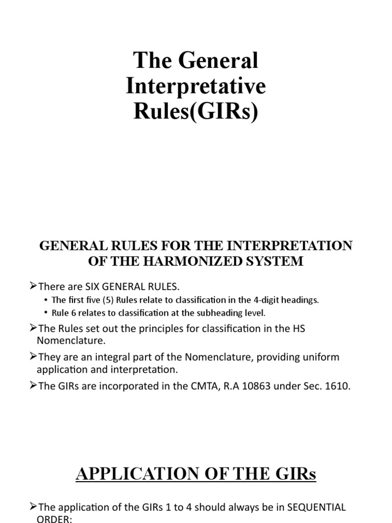 General Rules of Interpretation Overview | PDF | Manufactured Goods