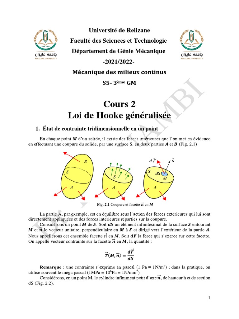 Cours MMC-chap2 | PDF | Élasticité (Physique) | Module de Young