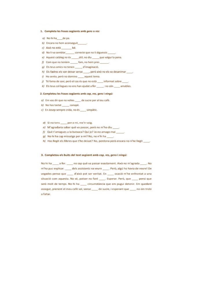 Exercicis Ningu Res Cap Gens | PDF