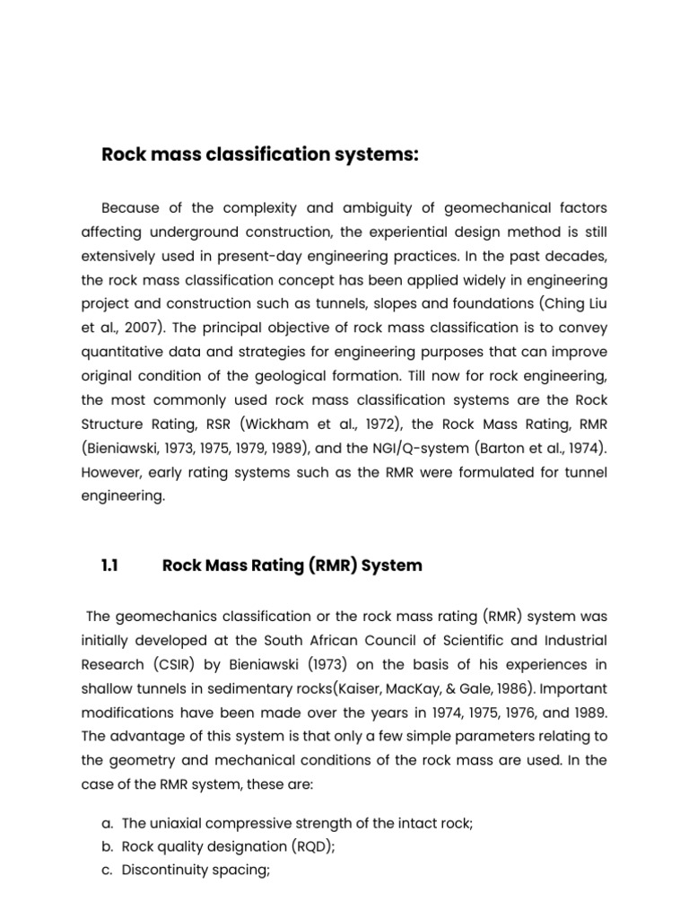 Rock Mass Classification Systems | PDF | Geology | Earth Sciences