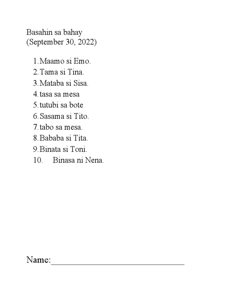 Basahin Sa Bahay | PDF