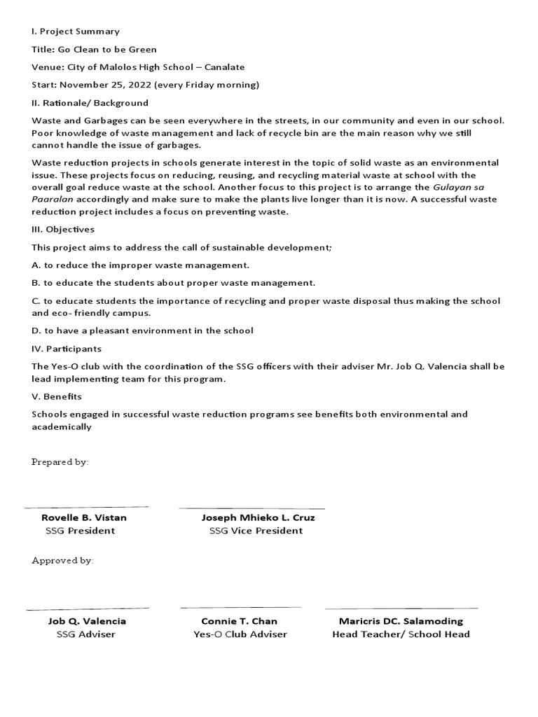 Go Clean To Be Green Proposal | PDF