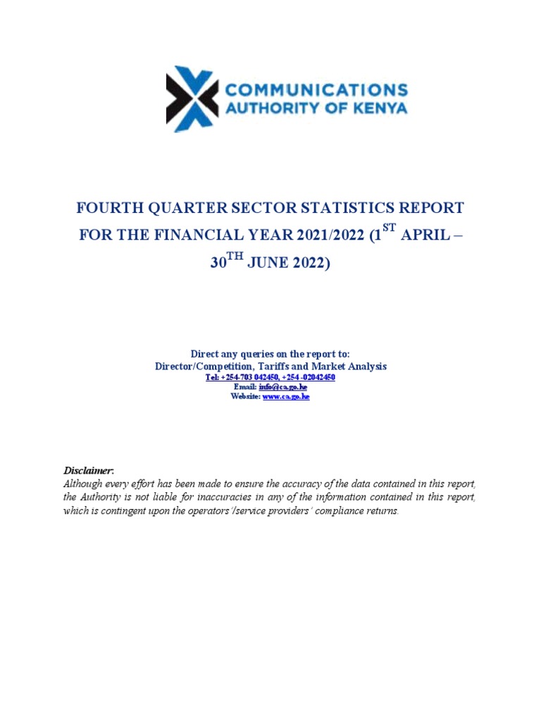 Quarterly Sector Statistics Report 2022 | PDF | Internet Access ...