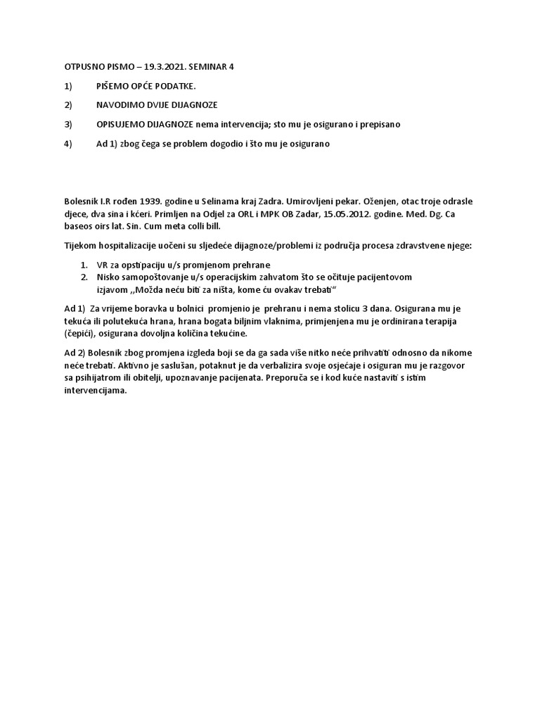 OTPUSNO PISMO - Kako Pisati | PDF
