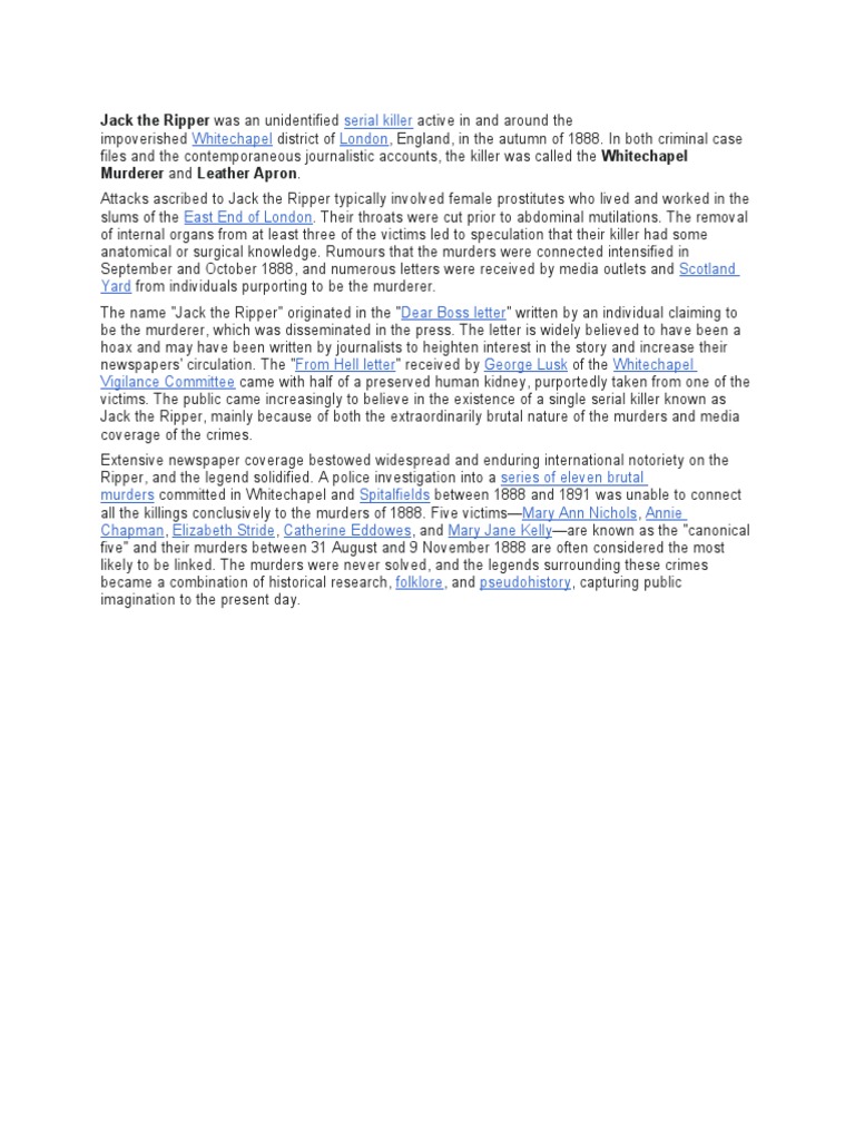 Jack The Ripper | PDF